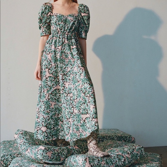 Zara | Dresses | Zara Floral Poplin Dress Balloon Puff Sleeve Blog | Poshmark